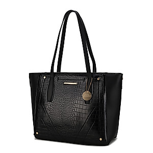 Mia K. Collection Shoulder Handbag for Women: Vegan Leather Tote-Satchel Bag, Top-Handle Purse, Ladies Pocketbook Brown