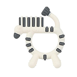 Nuby Geo Zoos Massaging Silicone Teether with Multiple Textures, 3m+, Zebra