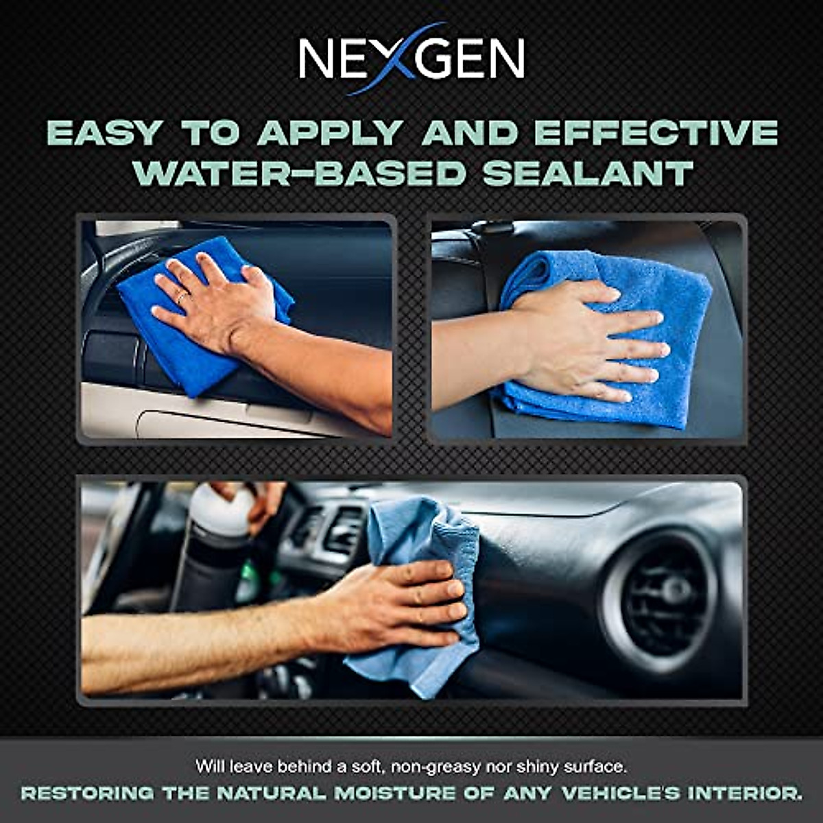 Nexgen Interior Conditioner — Condition Leather, Vinyl, and Plastic Interiors — Non-Greasy Satin Finish for Car Interiors and More (8 OZ)