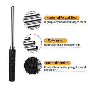 Roll Pin Punch Set, 14pcs Removing Repair Tools, including Universal Block, Pin Punches and Hammer(Pin Punches + Block)