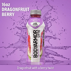BODYARMOR LYTE Sports Drink Low-Calorie Sports Beverage, Dragonfruit Berry, Coconut Water Hydration, Natural Flavors With Vitamins, Potassium-Packed Electrolytes, Perfect For Athletes, 16 Fl Oz (Pack of 12)