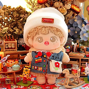 niannyyhouse 10cm Plush Doll Clothes Little Red Flower Set Elasticity Hat Hoodie Pants Vest Backpack Canvas Shoes Soft Stuffed Plush Toy Dress Up (10cm)