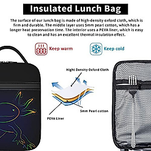 Lunch Bag Stylized Rainbow Axolotl Print Insulated Lunch Box Keep Warm/Cool Lunch Tote Bag Reusable Portable Lunch Bags