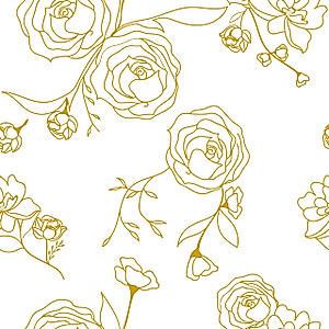 Safiyya 78.7"x17.3" Peel and Stick Wallpaper Gold and White Contact Paper Floral Wallpaper Self Adhesive Removable Wallpaper for Bedroom Covering Vinyl Rolls