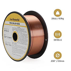 Luckyweld MIG Welding Wire ER70S-6 .030"(0.8 mm)2-lb Spool Mild Steel Solid Core Mig Wire (0.030-Inch 2LB)
