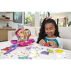 Polly Pocket Travel Toy, Flamingo Party Playset with 2 Micro Dolls and 26 Surprise Accessories, Animal Toy Compact