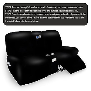 HewTLES PU Leather Sofa Console Cover, Waterproof Recliner Console Cover, Black