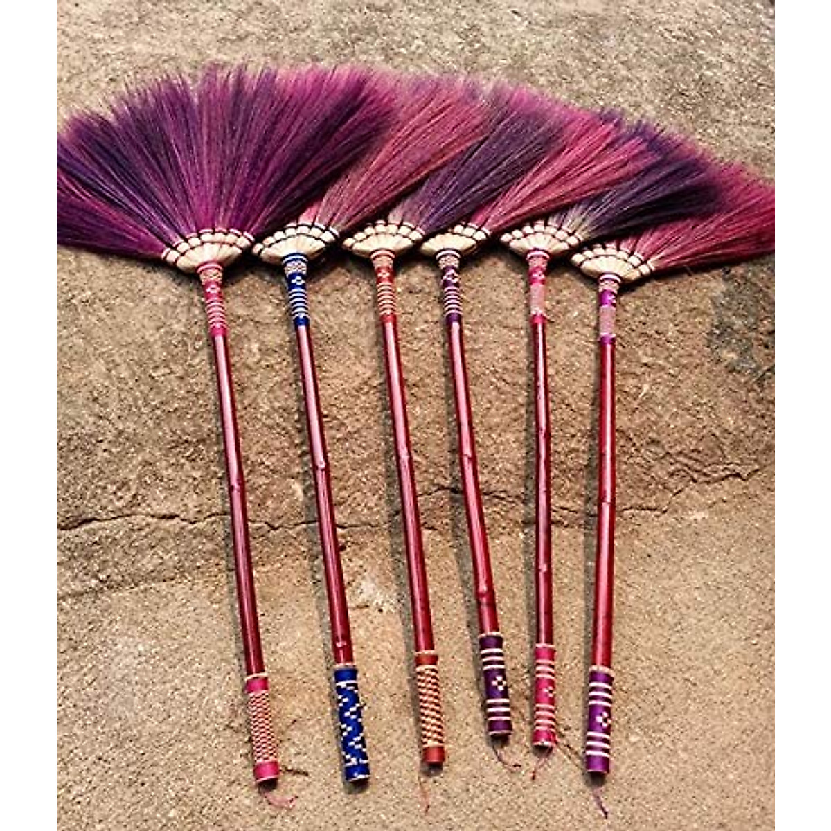 SKENNOVA - 1 Piece of 39-41 inch Tall of Asian Broom Natural Broom Grass Handmade Broom Witch Broom Bamboo Stick Handle, Durable Broom for Sweeping Dirt Dust and Hair