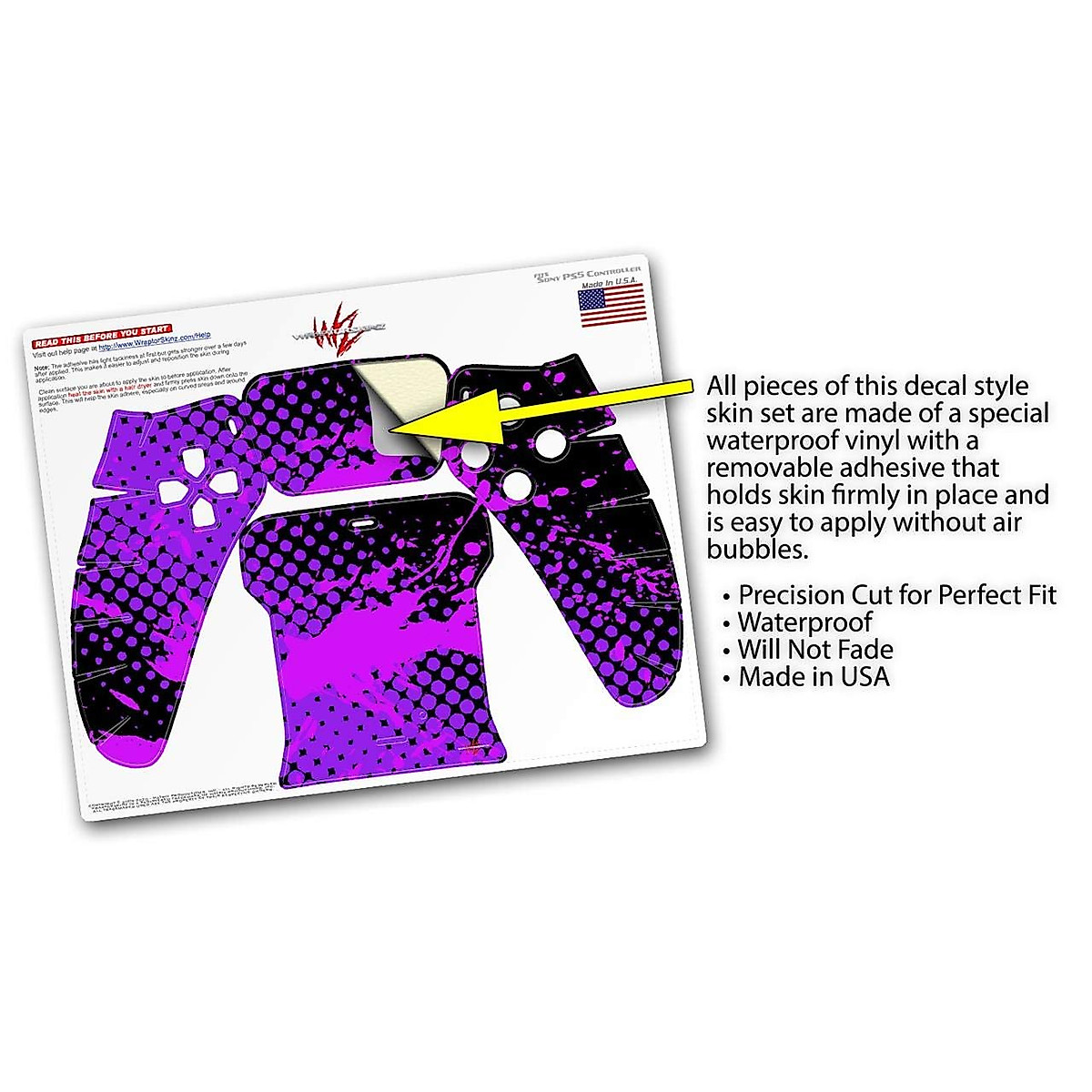 WraptorSkinz Skin Wrap compatible with Sony PS5 DualSense Controller Halftone Splatter Hot Pink Purple (CONTROLLER NOT INCLUDED)