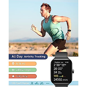 TOOBUR Smart Watch for Men Women Alexa Built-in, 1.95" Fitness Tracker with Answer/Make Calls, IP68 Waterproof/Heart Rate/Blood Oxygen/Sleep Tracker/100 Sports, Fitness Watch Compatible Android iOS