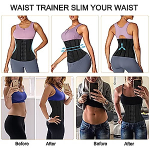 LANCS Women Waist Trainer Corset Trimmer Belt Weight Loss Neoprene Sauna Sweat Workout Girdle Slim Belly Band Black