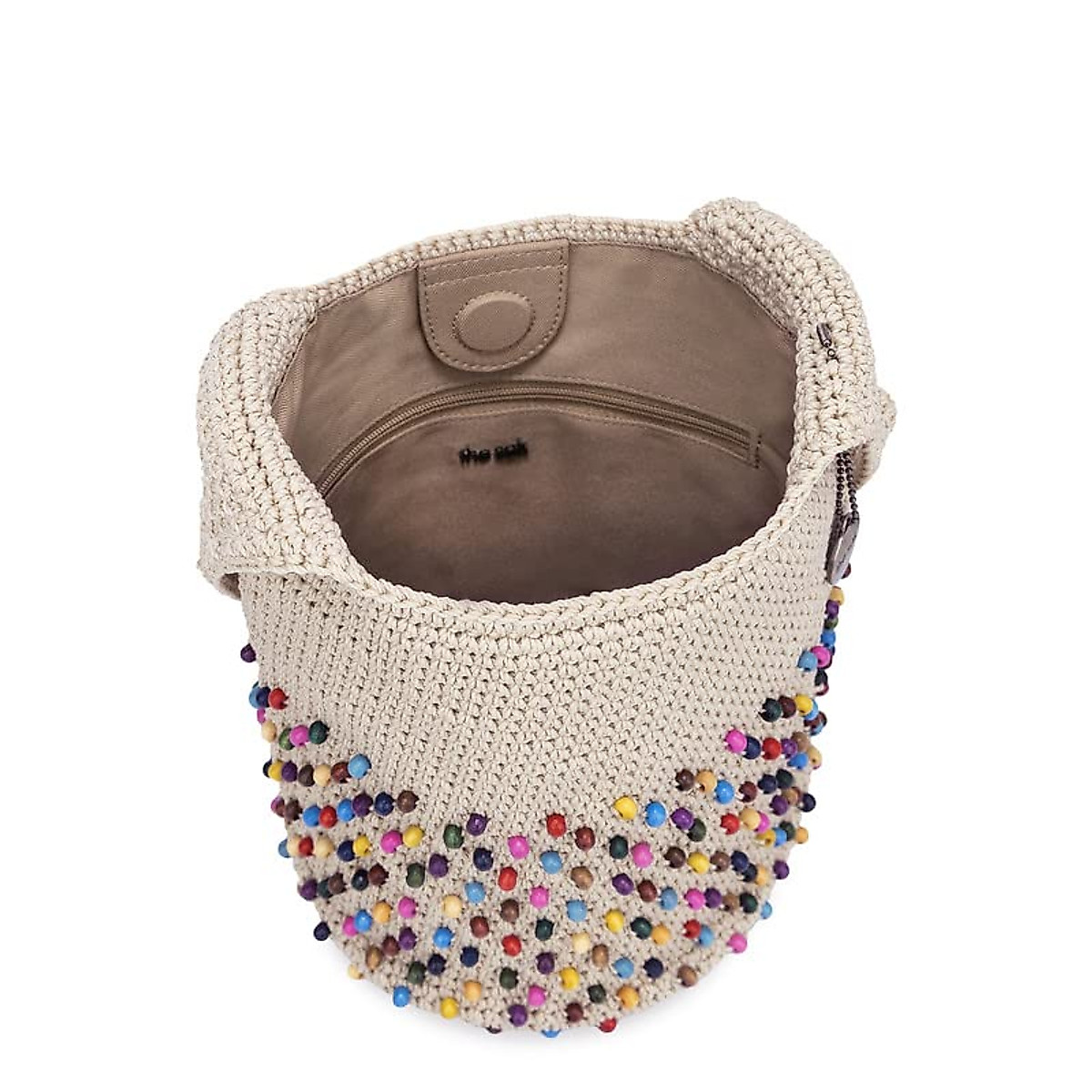 The Sak 121 Crossbody Bag in Crochet, Single Crossbody Strap, Ecru Multi Beads