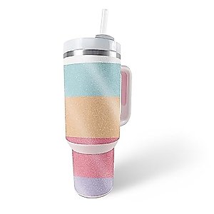 MightySkins Glossy Glitter Skin Compatible with Stanley The Quencher H2.0 FlowState 40 Oz Tumbler - Peaches and Cream | Protective, Durable High-Gloss Glitter Finish | Easy to Apply