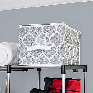 Home Basics Arabesque Non-woven Closet Storage (1, Large) | Label Window for Organizing | Store in Closet or Shelf | Collapsible When Not in Use