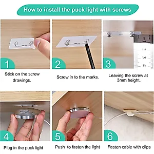 LED Under Counter Lighting Fixture,3 Pack Wired Linkable Under Cabinet Lights for Kitchen,Plug in Puck Lights with Manual Switch for Wardrobe Closet Showcase Bookcase（6000K Daywhite）