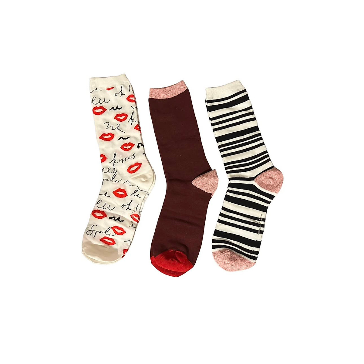Kate Spade 3 Pack Heart Trouser Socks, Posy Red