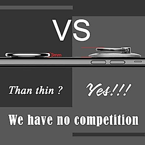 Thinnest Cell Phone Ring Holder Kickstand for iPhone & Samsung Galaxy, 360 Degree Rotation Finger Ring Stand Phone Grip for Magnetic Car Mount - Black