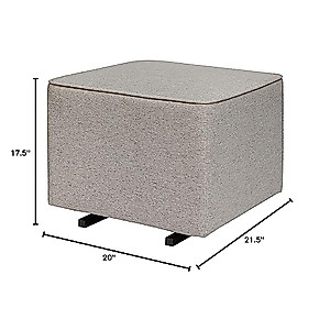 Babyletto Kiwi Gliding Ottoman in Performance Grey Eco-Weave, Water Repellent & Stain Resistant, Greenguard Gold and CertiPUR-US Certified