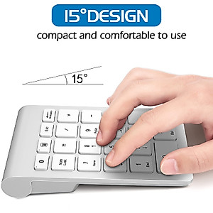 Foloda Bluetooth Wireless Number Pads: 22 Keys Wireless Financial Accounting Numeric Keypad, External 10 Key Numpad Numbers Keyboard for Laptop Computer Surface Pro Notebook Desktop (NO Receiver)