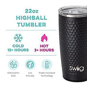 Swig Life 22oz Triple Insulated Highball Tumbler with Lid, Dishwasher Safe, Double Wall, and Vacuum Sealed Travel Coffee Mug Tumbler in Blacksmith