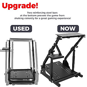 Hottoby G920 Racing Steering Wheel Stand Foldable & Reinforcement Bar Fit for Logitech/Thrustmaster G25 G29 G923 T300RS T80 T150,Driving Simulator Frame Adjustable,No Steering Wheel,Pedals & Handbrake
