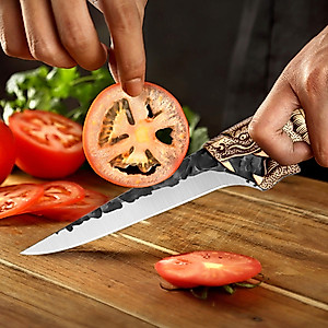 Golden Bird Fillet Knife Hand Forged Boning Knife with Sheath Sharp Meat Knife High Carbon Steel Viking Knife for Kitchen, Outdoors Perfect Collector Knife with Gift Box