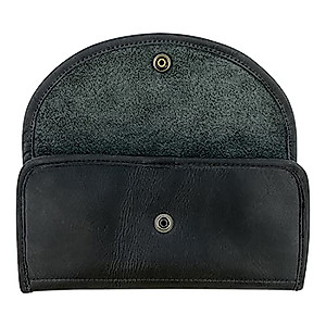 Hide & Drink, Snap Clutch Wallet Handmade from Full Grain Leather - Stylish Organizer with Button Closure and Zipper Coin Pocket - Convenient Storage for Personal Items, Valuables (Charcoal Black)
