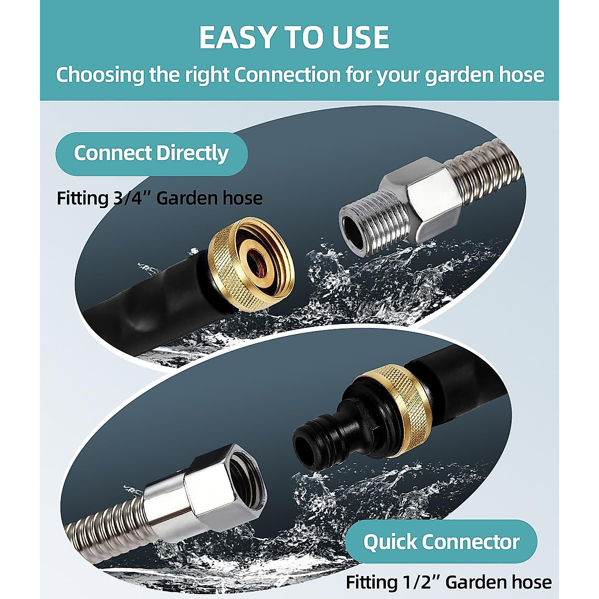 Hamirah Jet Nozzle High Pressure Hose Nozzle, Hydro Jet Heavy Duty Nozzle Sprayer With 3 Different Nozzles, 3-In-1 High Pressure Wand, Hose Quick Connectors For Patio Car Pet Window Washing