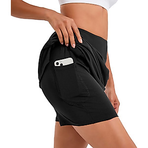 Jhsnjnr Womens Golf Skirts 20" Knee Length Skorts with Pockets Summer Athletic Tennis Skirts Black