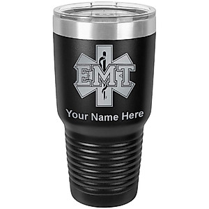 LaserGram 30oz Vacuum Insulated Tumbler Mug, EMT Emergency Medical Technician, Personalized Engraving Included (Black)