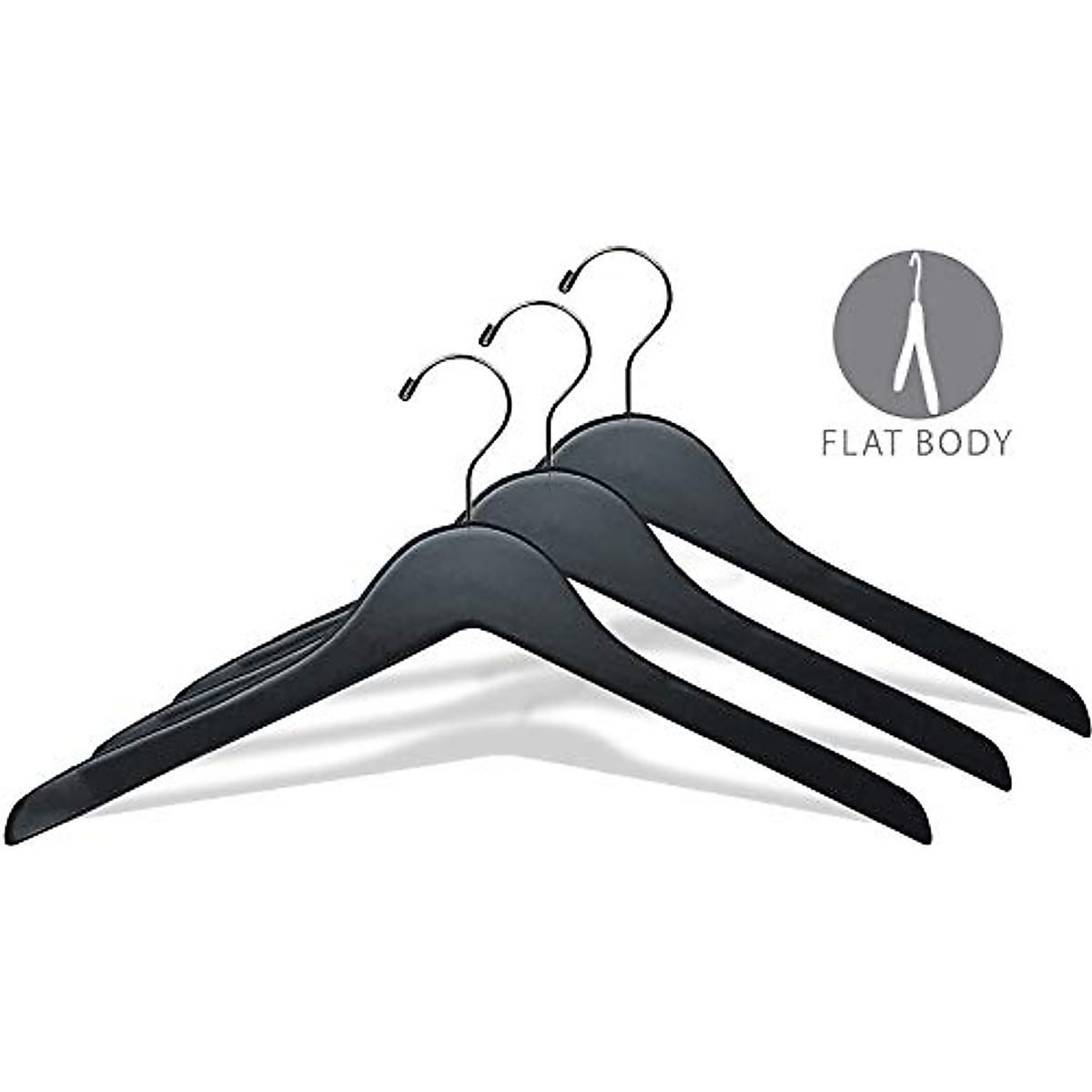 Matte Black Finish Wood Top Hanger with Chrome Hardware in 17" Length X 7/16" Thick, Box of 100