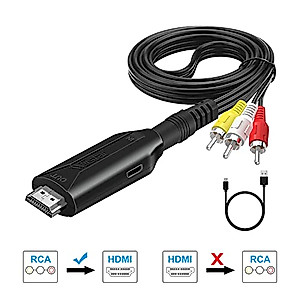 RCA to HDMI Converter,AV to HDMI Adapter,1080P Composite CVBS to HDMI Video Audio Converter Adapter for PC Laptop Xbox PS4 PS3 TV STB VHS VCR Camera DVD