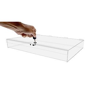 Acrylic Locking Display Case for Jewelry 24" x 18" x 3.75" Clear Rectangular Display Box Security Showcase Safe Box with Lock and Key for Jewelry Selling Collector Watches Knives by Marketing Holders