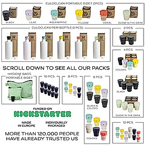 CuloClean Portable Bidet for Toilet or Travel. Peri Bottle for Men and Women. Handheld Spray. Bath Essentials (Glow in The Dark)