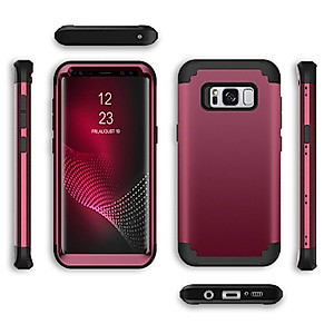 BENTOBEN Case for Galaxy S8 5.8", Heavy Duty Full Body Rugged Shockproof Hybrid Three Layer Hard Plastic Soft Rubber Bumper Protective Phone Cases Cover for Samsung Galaxy S8 5.8", Wine Red/Burgundy