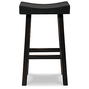 Signature Design by Ashley Glosco 31" Pub Height Wood Saddle Barstool, 2 Count, Black