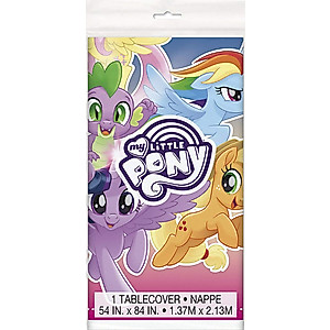 My Little Pony Birthday Party Supplies Favor Deluxe Bundle Pack Serves 16 includes 16 Plates, 16 Napkins, 1 Table Cover, 1 Banner, 16 Loot Bags, 24 Tattoos, 1 Dinosaur Sticker Sheet