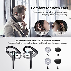 Kinganda Bluetooth Headset for Cell Phone, V5.1 Bluetooth Wireless Earpiece Headset with CVC 8.0 Noise Canceling Microphone for Driving/Business/Office, Compatible with iPhone and Android (Black)