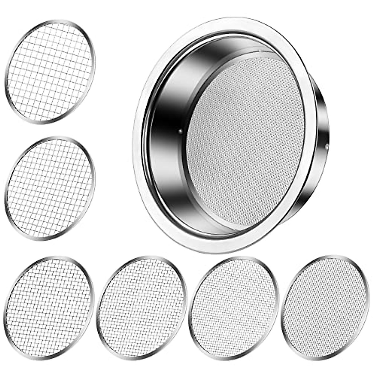 Garden Sieve Sifting Soil Sifter - 9.5in Composts Sifter,Garden Sifter Pans Sifting Pan Contain 5 Models Soil Sieve Hole Dirt Strainer,Rock Sifter Dirt Sifter for Sifting Screen,Peat Moss and More.