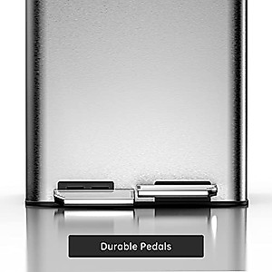 ANVAVA Trash Can, 30 Liter(2x15 Liter) Dual Step Trash Can Stainless Steel Dual Compartment Recycling Kitchen Step Trash Can with Removable Inner Bucket and Soft Close Lid Rubbish Bin (30 Liter)