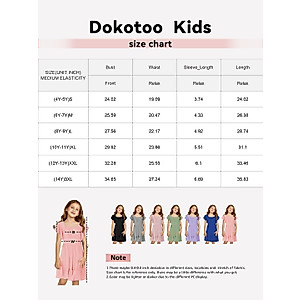 DOKOTOO KIDS Girls Summer Casual Ruffle Short Sleeve Back Tie Graduation Party Dress Pink 8-9 Years Old