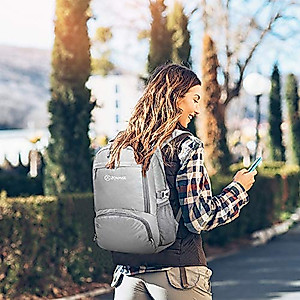 ZOMAKE Lightweight Packable Backpack 30L - Foldable Hiking Backpacks Water Resistant Compact Folding Daypack for Travel(Sliver Grey)