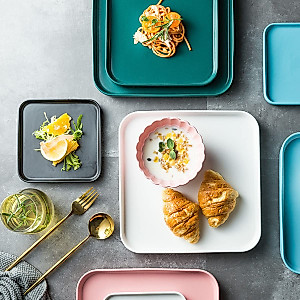 AIYoo Porcelain Dinner Plates White 6 Inch Square Ceramic Dinner Plates Set of 2 Dessert Salad Plates for Kitchen Restaurant Serving Dishes Dinner Plate