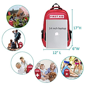 Camoredy First Aid Bag Empty Red Emergency Medical Bag First Responder Trauma Multi-Pocket Traveling Field Trips Camping Essentials (RED-1PCS)