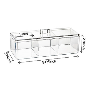 TelKeen Qtip Holder Dispenser, 3 Compartments Bathroom Organizers and Storage with Lid, Waterproof Acrylic Bathroom Organizers for Q-tips, Cotton Ball, Swab, Round Pads, Clear Cotton Ball Holder