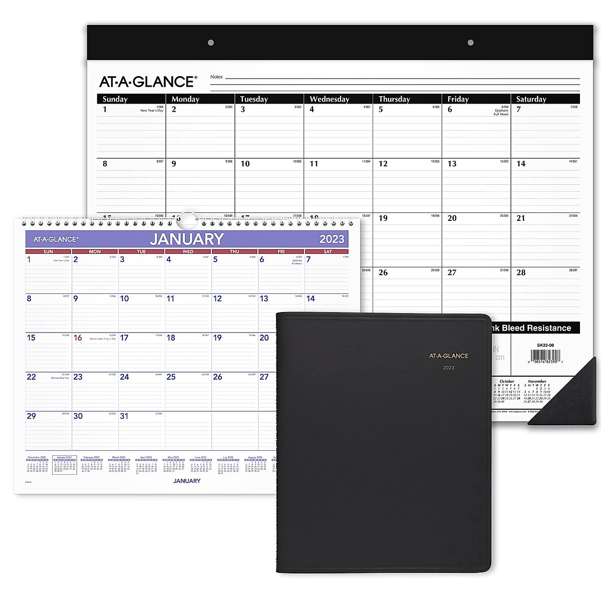 2023 Monthly Planner by AT-A-GLANCE, DayMinder, 7" x 8-3/4", Medium, Faux Leather, Black (G40000)