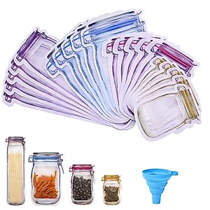 Reusable Mason Bottle Ziplock Bags - Chovys Mason Jar Bags, Mason Jar Bottle Bags, Mason Bottle Zip Lock Bags, Reusable Bags Silicone for Kitchen Camping Travel Office (20PCS)