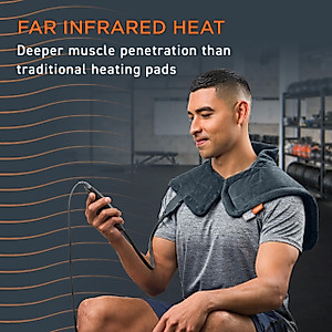 Pure Enrichment PureRelief Pro Far Infrared Neck & Shoulder Heating Pad - Deeper Muscle Relief, 4 Heat Settings, Auto Shut-Off, Universal Fit, Magnetic Closure, Dry/Moist Heat, Machine Washable