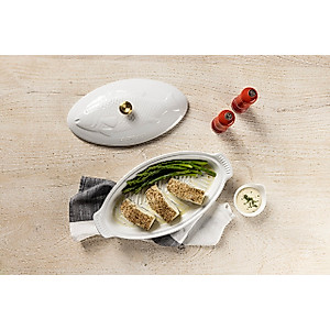 Le Creuset Heritage Stoneware Oval Fish Baker, 1.7qt., Sea Salt