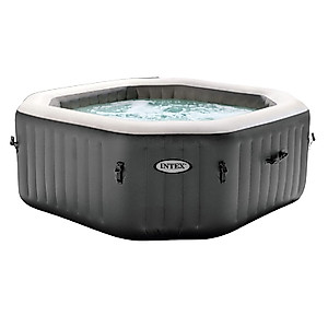 INTEX 28433EP PureSpa Bubble Deluxe Spa Set: Includes Energy Efficient Spa Cover – 120 Bubble Jets – Octagonal Design – 4 Person Capacity – 71" x 71" x 28"